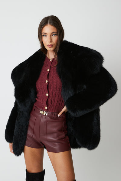 Gabi Full Pelt Fox Fur Coat with Collar – TwentyFall