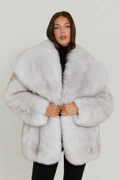 Gabi Full Pelt Fox Fur Coat with Collar – TwentyFall